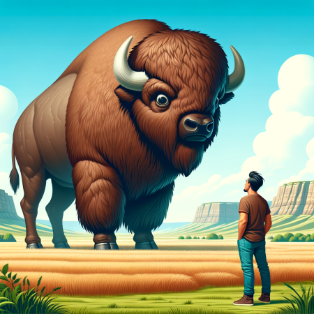 Discover the Size Difference: Giant Bison vs. Human